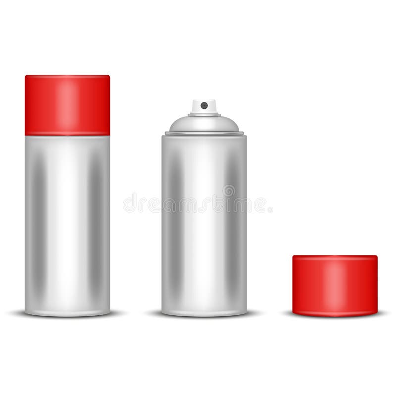 Two Aerosol Paint Cans with Red Caps Realistic 3d Vector Blank Mockup ...