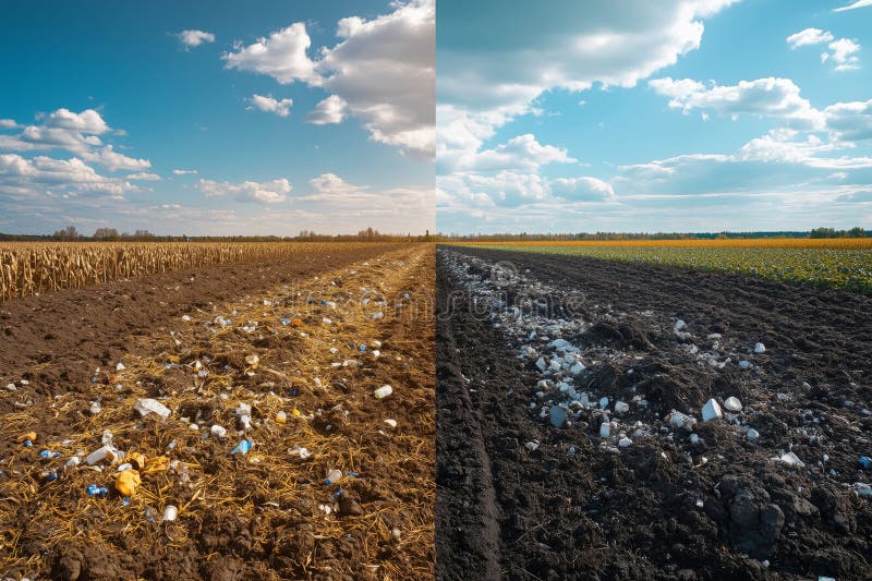 Contrasting Farm Landscapes Showcasing Environmental Impact and ...