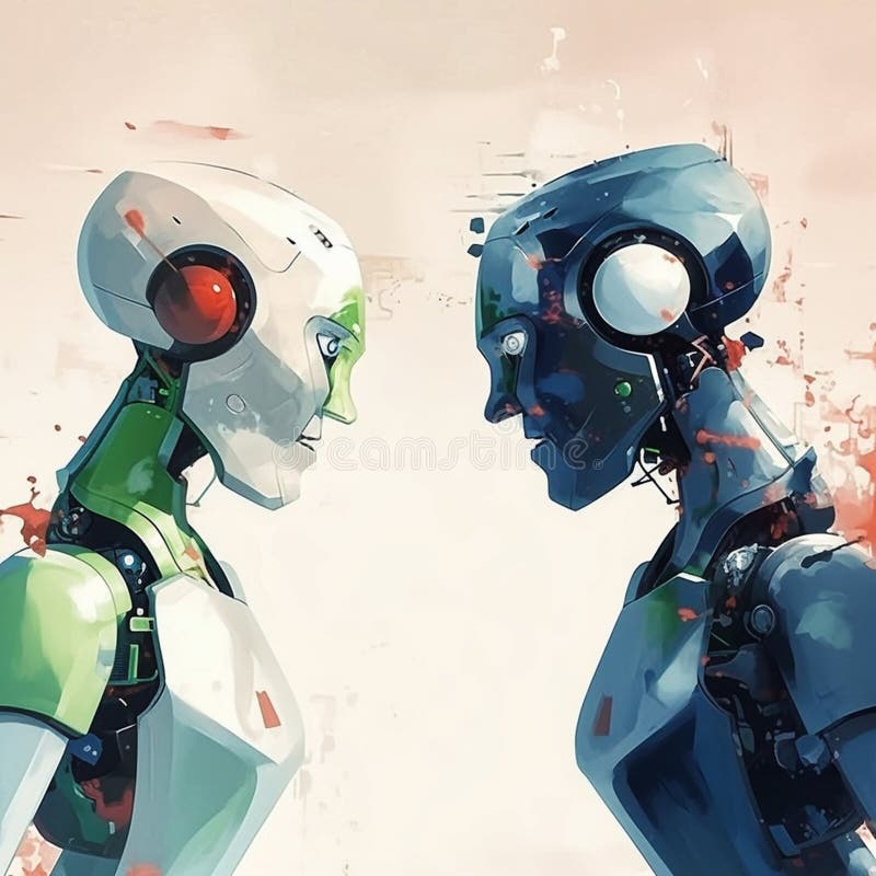 Two AI Robots Competing with Each Other. Generative AI Stock ...