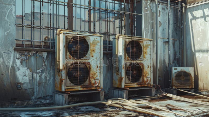 Two Air Conditioning Units are Seen Installed in a Building, Providing ...