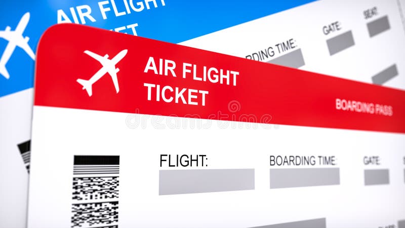 Two Airline, Air Flight Tickets. Red and Blue Boarding Pass, Close Up ...