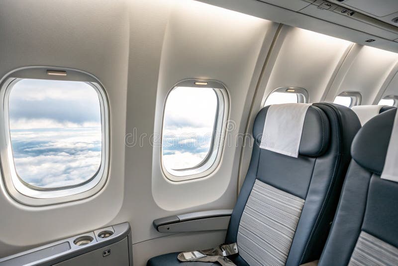 Two Airplane Windows - Jet Interior Stock Illustration - Illustration ...