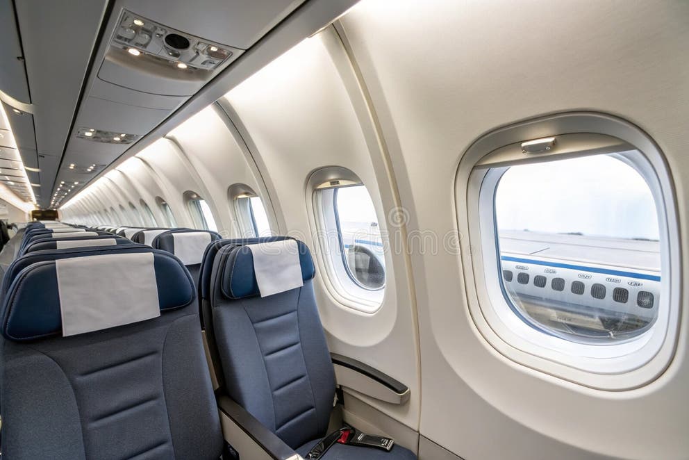 Two Airplane Windows - Jet Interior Stock Illustration - Illustration ...