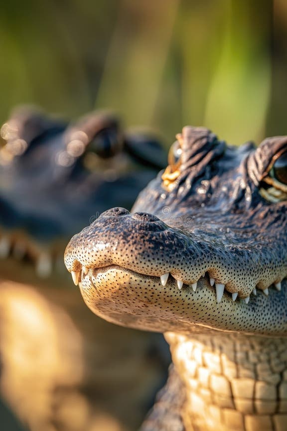 Two Alligators with Open Mouths Stock Image - Image of wild, generated ...