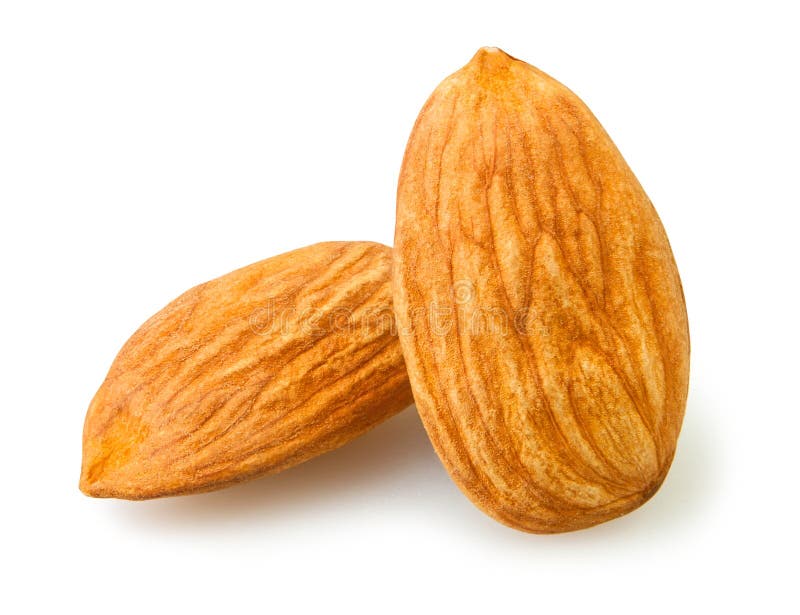 Group of Almonds with Leaves Isolated on White Stock Photo - Image of ...