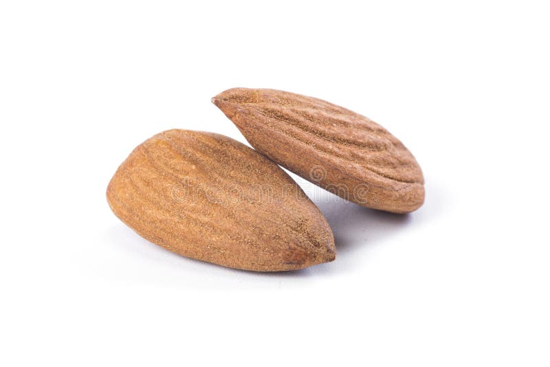 Two Almonds on a White Background, Close Up. Healthy Food Stock Image ...