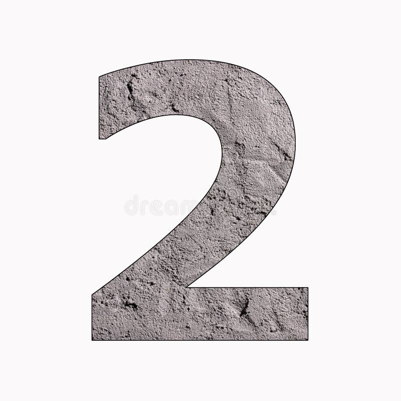 Number 2 on Gray Stucco Texture Isolated on White Background Stock ...