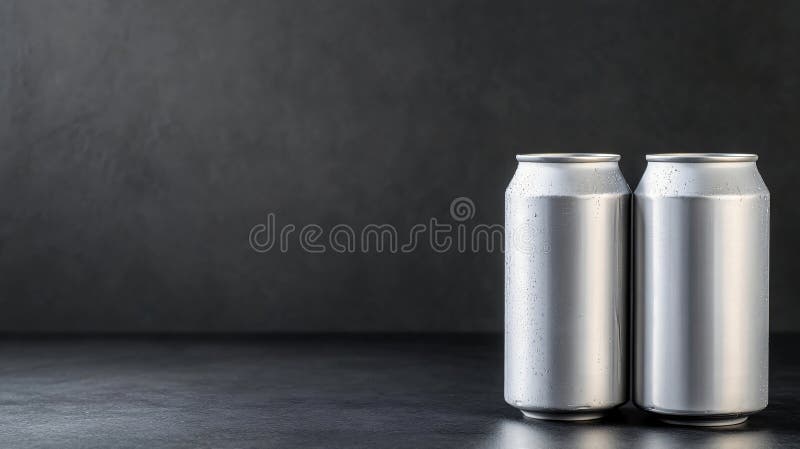 Two Aluminum Cans with Condensation on a Dark Surface, Perfect for ...