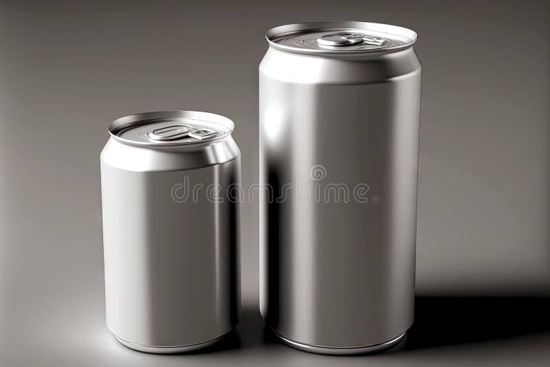 Two Aluminum Cans Mockup without Inscriptions of Different Sizes Stock ...