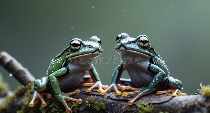 Two Amazon Milk Frogs Including a Panda Tree Frog Seen Up Close on a ...
