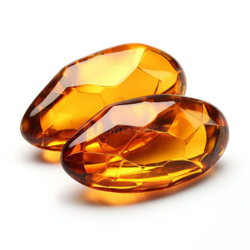 Two Amber Stones Isolated on White Background Stock Illustration ...