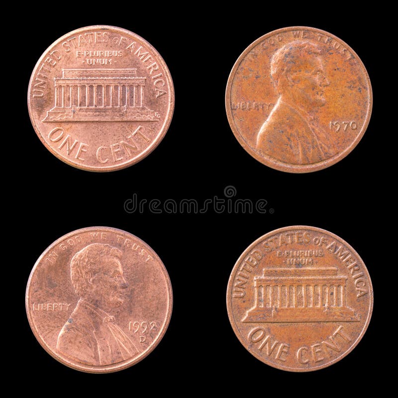 Two American Coins on a Black Background Stock Photo - Image of money ...