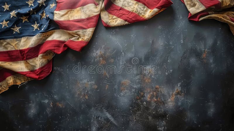 Two American Flags on Black Background Stock Photo - Image of stars ...