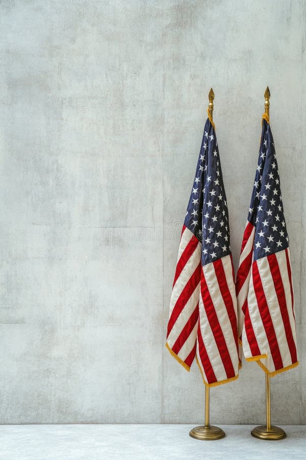 Two American Flags Standing Together, a Symbol of Unity and Patriotism ...