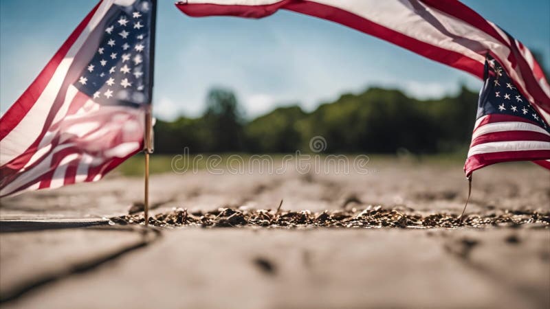American Flags on a Dirt Road Stock Footage - Video of blurred, stripes ...