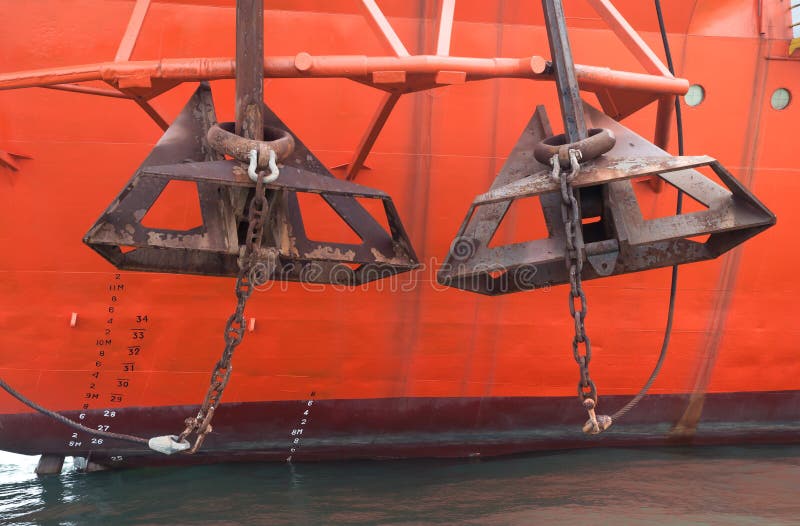 Two Anchors In A Ship`s Hull Stock Photo - Image of boat, steel: 127695536