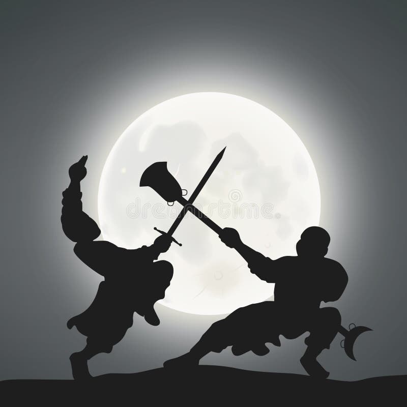 Two Ancient Chinese Warriors Fighting Stock Vector - Illustration of ...