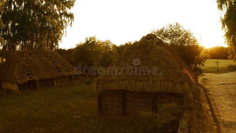 Two Ancient Huts on a Sunny Day. Stock Photo - Image of rural, house ...