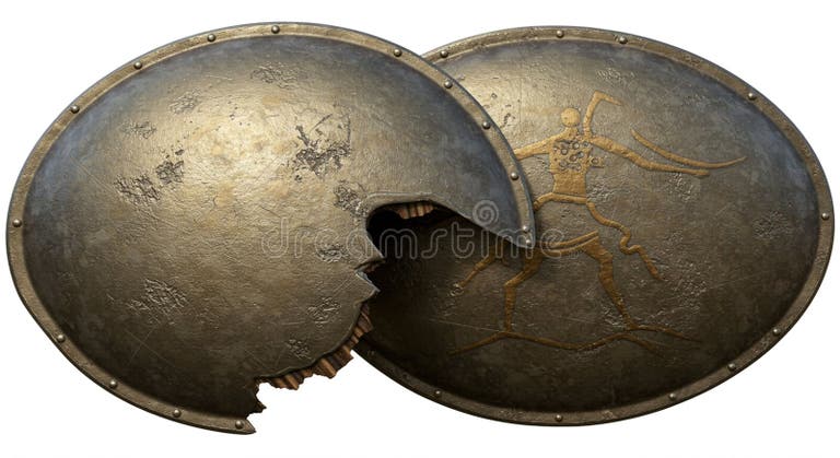 Two Ancient, Round Shields with a Metallic Texture and a Weathered ...