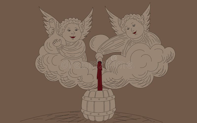 Angels with wine stock vector. Illustration of wine - 102154225