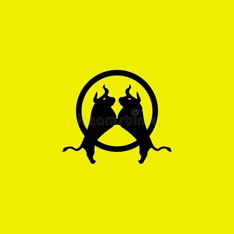 Two Angry Bull, Monochrome Logo, Stock Vector - Illustration of black ...