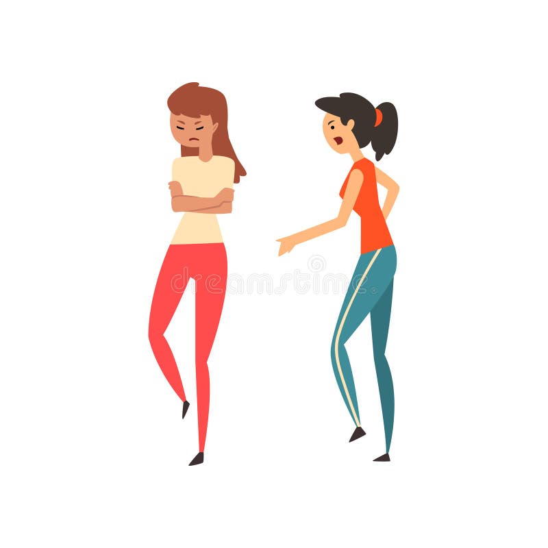 Two Angry Girls Arguing with Each Other, Hard Conversation Vector ... Two Angry Girls Arguing with Each Other, Hard Conversation Vector ...