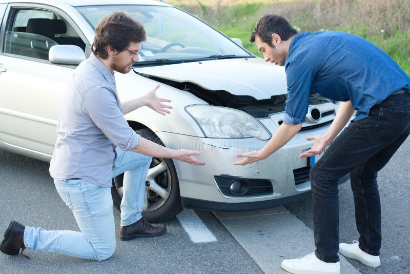 Two Men Arguing after Car Crash Accident Stock Image - Image of ...