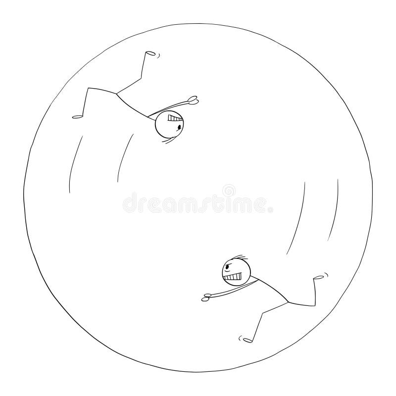 Two Angry Persons Running in Circle , Vector Cartoon Stick Figure ...
