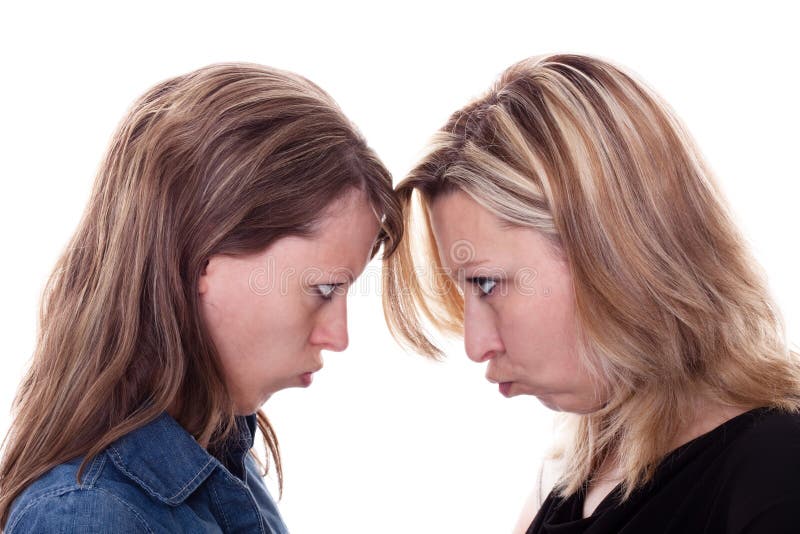 Two Angry Woman Faces Each Other Stock Photo - Image of people, cute ...