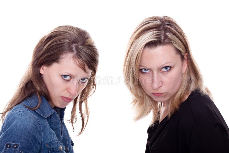 Two Angry Woman Faces Each Other Stock Photo - Image of people, cute ...