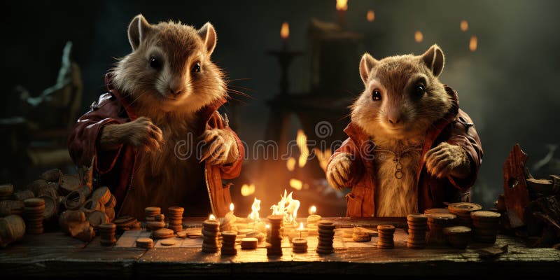 Two Animals Playing Chess Together Stock Illustration - Illustration of ...