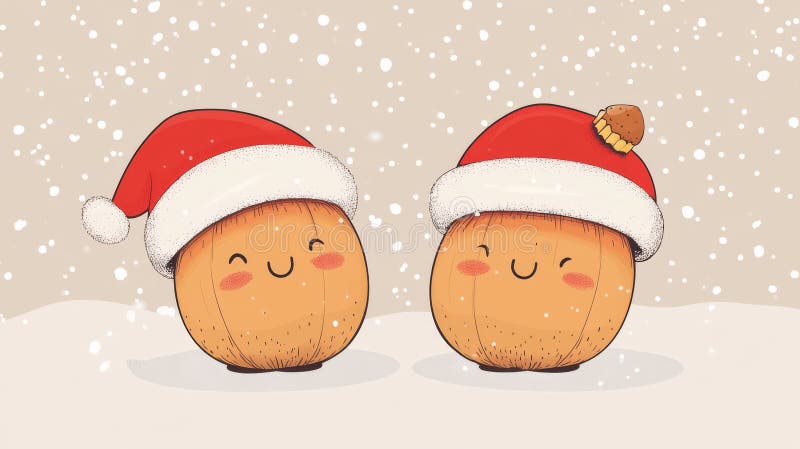 Two Animated Coconuts, Each Wearing a Red Hat and Smiling, are Depicted ...