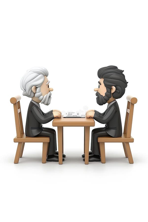 Two Animated Male Figures in a Job Interview Setting. Stock ...
