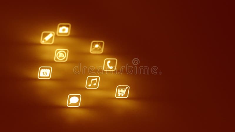 Glowing Mobile App Icons Gold (Two Short Clips) Stock Footage - Video ... Glowing Mobile App Icons Gold (Two Short Clips) Stock Footage - Video ...
