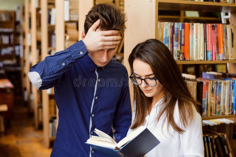 Students at the Library Reading Materials for the Classes Stock Image ...