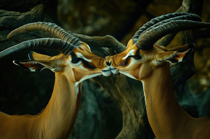 Two Antelopes Standing Side by Side in a Natural Setting Stock Photo ...