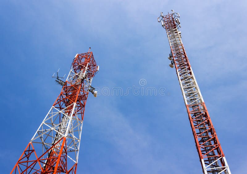 Two Antennas of Communication Building Stock Photo - Image of modern ...