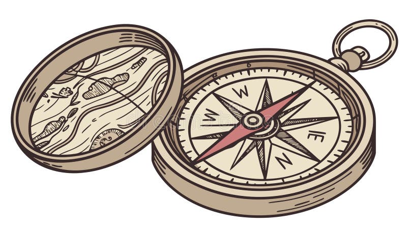 Two Antique Compasses Vector. Navigation and Direction Symbols. Vector Design Generative AI ...