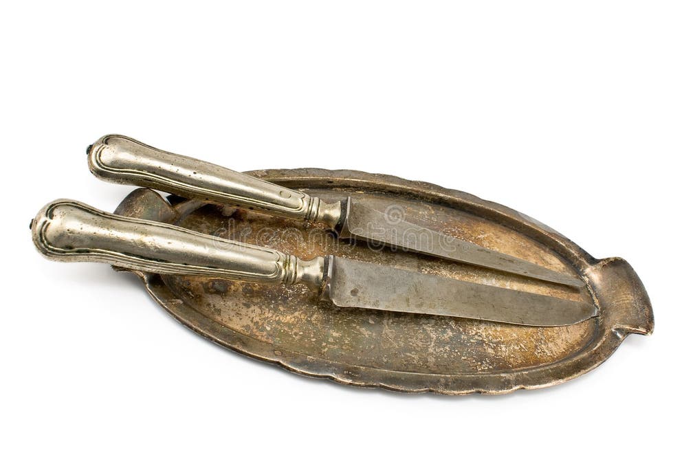 Two Antique Table Knifes on Tray Stock Image - Image of meal, metal ...
