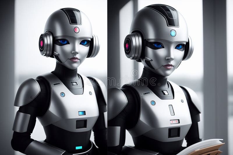 Two Antropomothic Robots Androids Doing Home Task, Concept of Machine ...