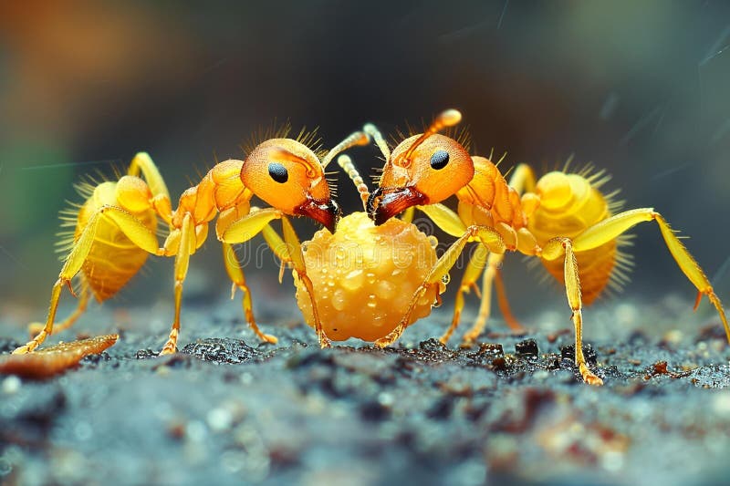 Two Ants Feasting on Food, AI-generated. Stock Illustration ...