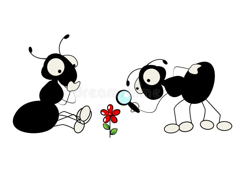 Two ants and flower stock vector. Illustration of leaf - 24129333