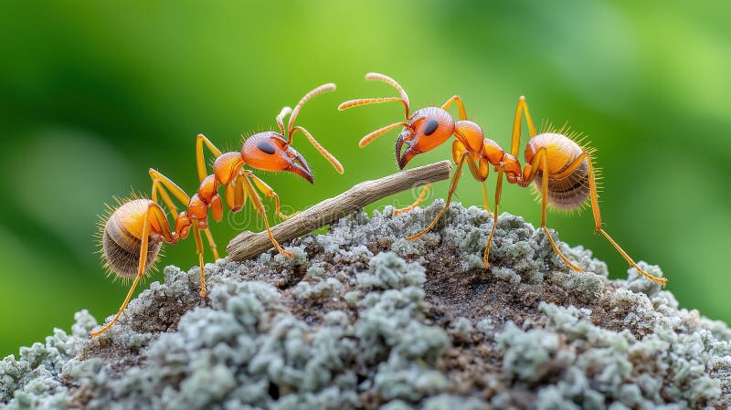 Two Ants Working Together on a Mound during Daylight Hours Stock ...