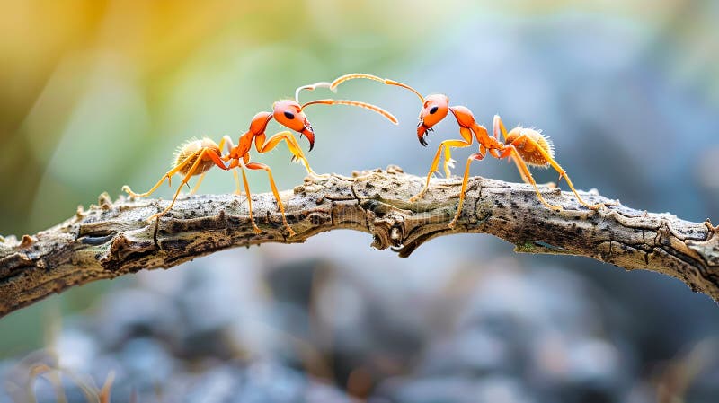 Two Ants Working Together To Form a Bridge Showcasing the Concept of ...