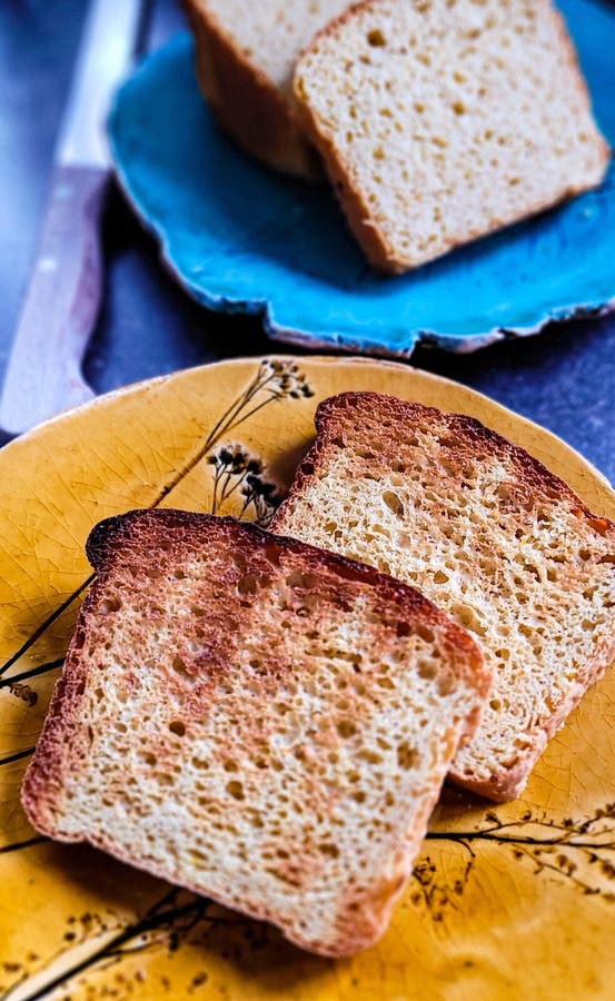 Two Appetizing Crunchy Pieces of Toasted Bread Stock Photo - Image of ...