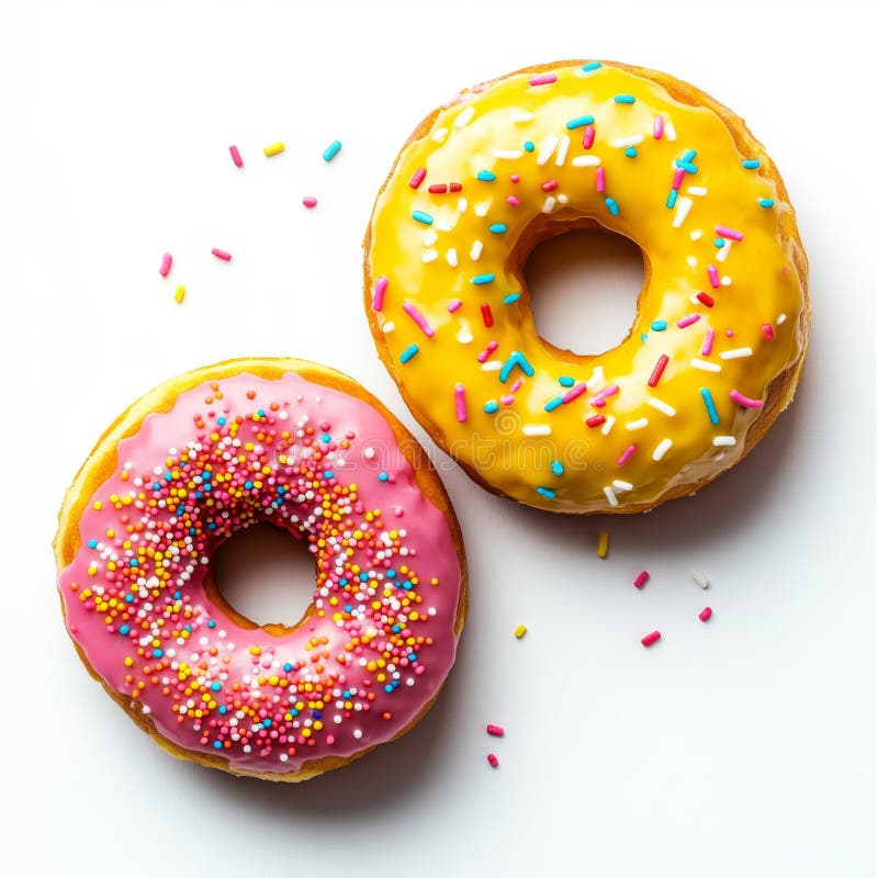 Two Appetizing Donuts with Toppings, Isolated on a Clear Background ...