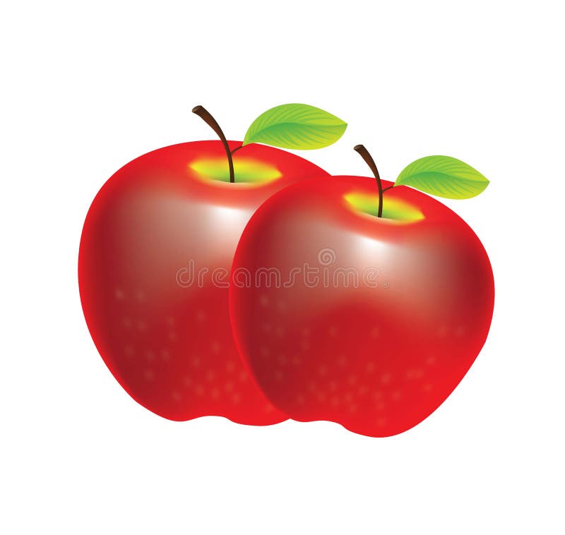 Cartoon Image Of Two Apples On A White Background Stock Illustration ...