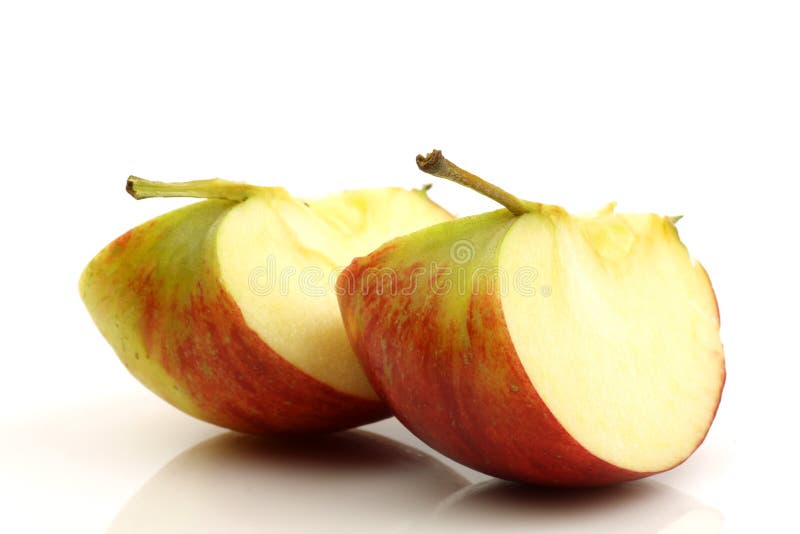 Two apple pieces stock photo. Image of ripe, juicy, lunch - 17180940