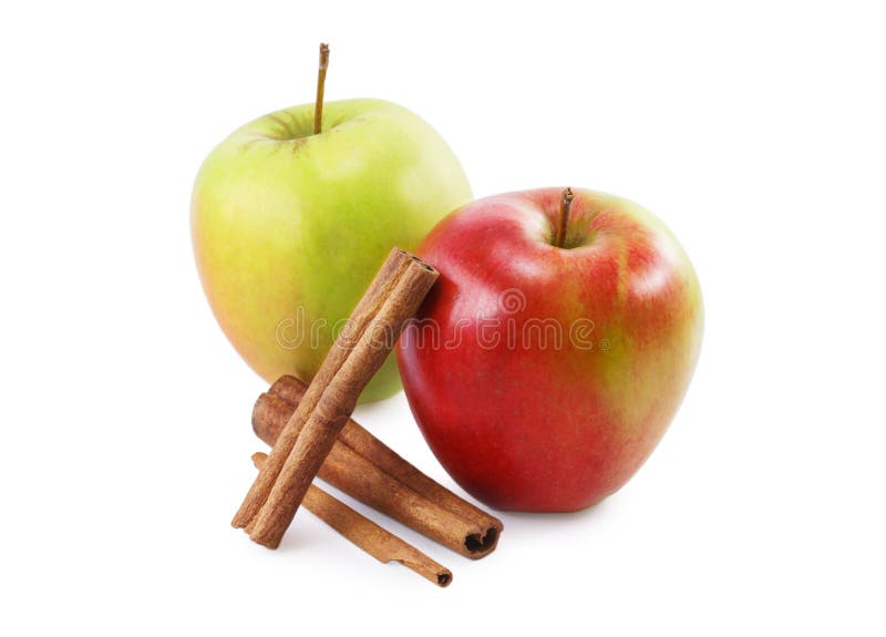 Apple and Cinnamon Isolated on White Background Stock Image - Image of ...