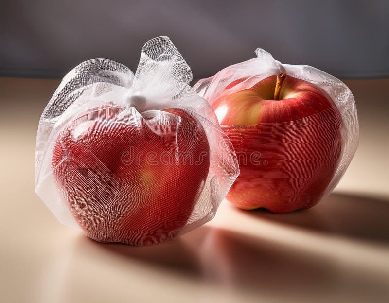 Two Apples Delicately Wrapped in Soft and Translucent Paper, Creating ...